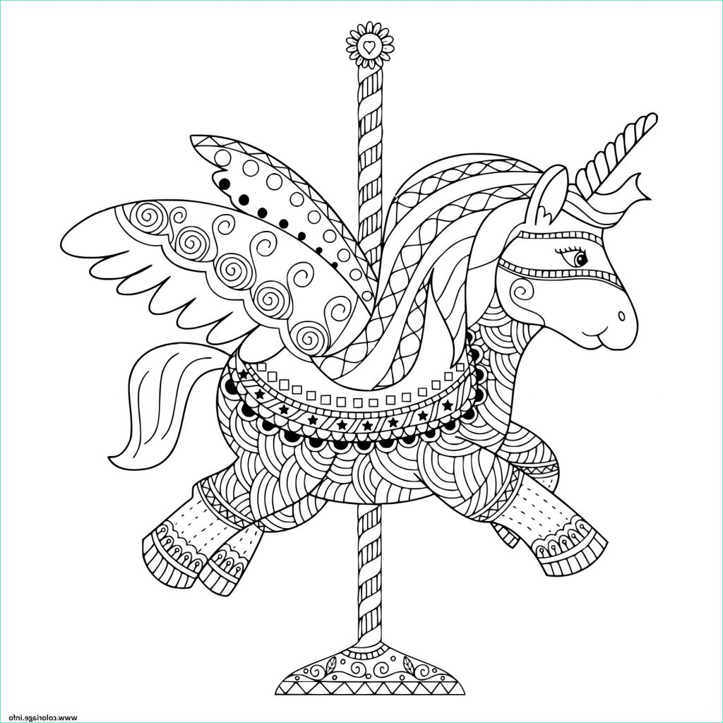 Dessin Coloriage Licorne Impressionnant Stock Coloriage Licorne Manege ...